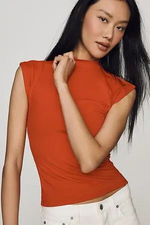 Maeve Mock-neck Sleeveless Top - Red