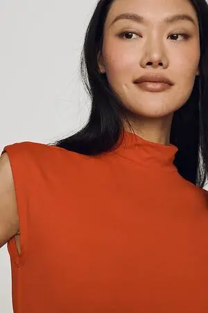 Maeve Mock-neck Sleeveless Top - Red
