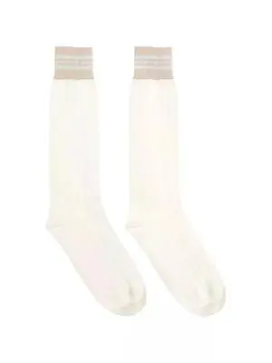 Eleventy Ribbed Trim Crew Socks - Neutrals