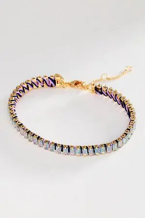 Anthropologie Baguette Crystal Tennis Bracelet - Blue