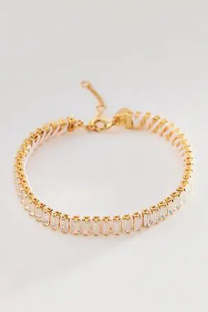 Anthropologie Baguette Crystal Tennis Bracelet - Clear