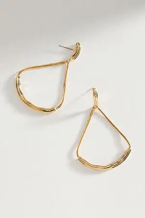 Anthropologie Hammered Chandelier Earrings - Gold