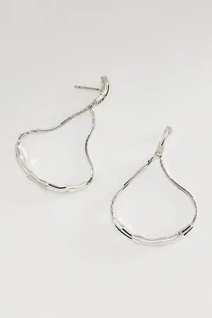 Anthropologie Hammered Chandelier Earrings - Silver