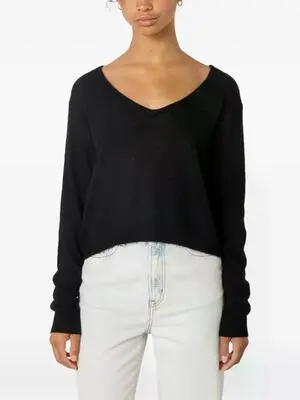 American Vintage Knitted V-neck Sweater - Black