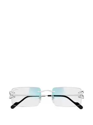 Cartier C-motif Rectangle-frame Sunglasses - Silver