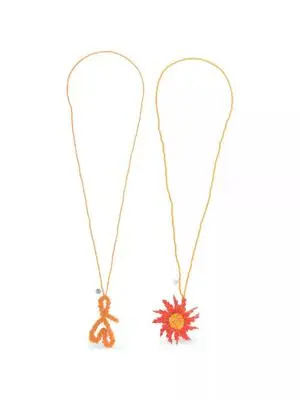 Ruslan Baginskiy Flower And Heart Charm Necklace Set - Silver