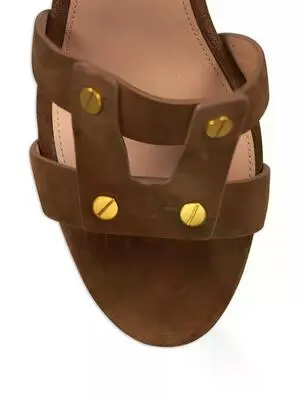 Veronica Beard Studded Heeled Sandals - Brown