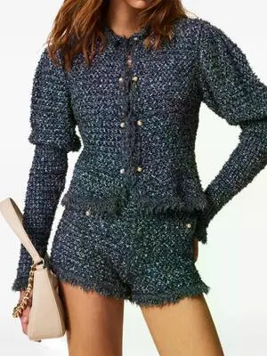 TWINSET Jacquard Jacket With Fringed Trim