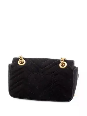 Gucci Gg Marmont Matelasse Velvet Shoulder Bag - Black