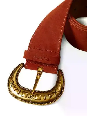 TWINSET Suede Maxi Belt With Embellished Buckle