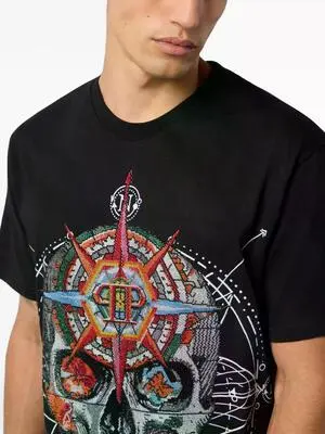 Philipp Plein Rose Skull Stones T-shirt - Black