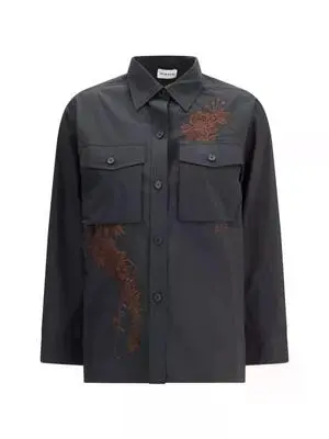 P.a.r.o.s.h Flower-embroidered Shirt - Black