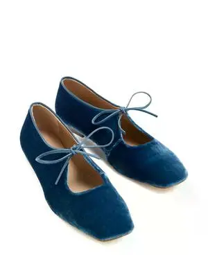 ANDREA GOMEZ Amelia Velvet Ballet Flats - Blue