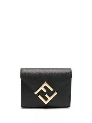 Fendi Ff Logo-plaque Tri-fold Wallet - Black