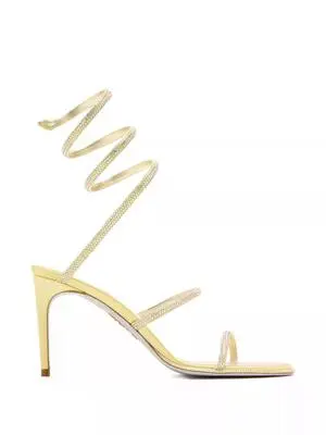 Rene Caovilla Cleo Strass Heeled Sandals - Yellow