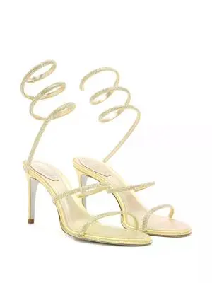 Rene Caovilla Cleo Strass Heeled Sandals - Yellow