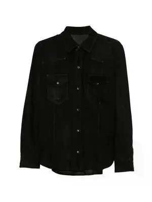 RIFUGIO Suede Chest Pockets Shirt - Black