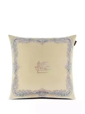 Etro Logo-embroidered Cushion 42cm X 42cm - Neutrals