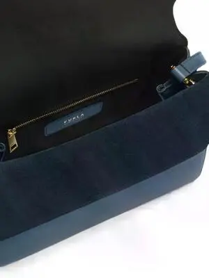 Furla Domus Calfskin Leather Shoulder Bag With Sfera Hardware - Blue