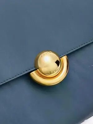 Furla Domus Calfskin Leather Shoulder Bag With Sfera Hardware - Blue