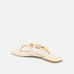 DOLCEVITA Cely Beaded Thong Sandals - Ivory Leather