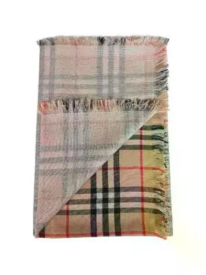 Burberry Fringed Checked Scarf - Neutrals