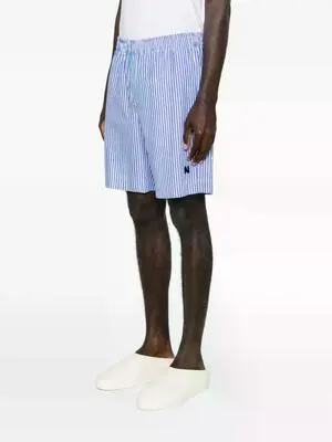 MSGM Striped Shorts With Logo Patch