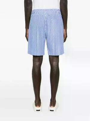MSGM Striped Shorts With Logo Patch