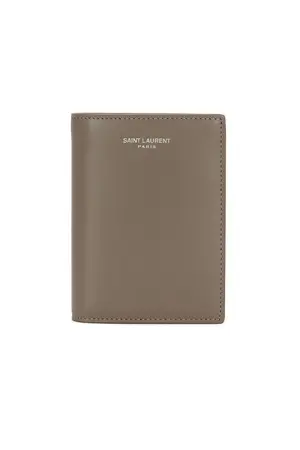 Saint Laurent Credit Card Wallet In Taupe