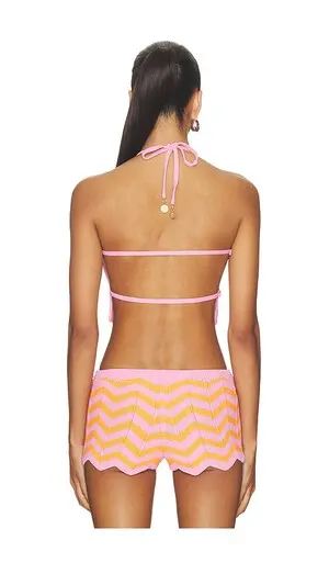 KULANI KINIS Chevron Knit Halter Crop Top - Sundrenched