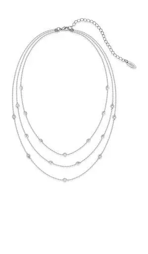 Ettika Crystal Dot Layered Necklace - Clear Crystal & Silver