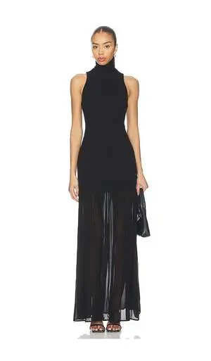 Enza Costa Airy Halter Turtleneck Dress - Black