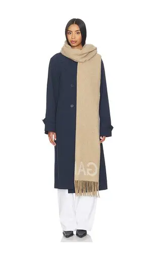 GANNI Fringed Wool Scarf In Cream - Egret