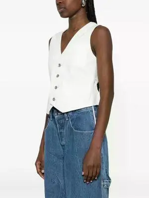 Sacai Buttoned Drawstring Waistcoat - White