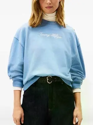 Tommy Hilfiger Buttoned Logo-embroidered Sweatshirt - Blue