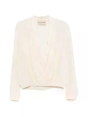 Valentino Garavani Lace-neck Blouse - Neutrals