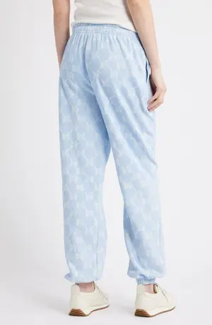 LoveShackFancy Lillia Ribbon Print Sweatpants - Chilled Blue