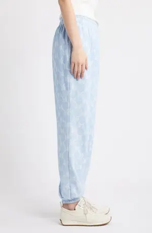 LoveShackFancy Lillia Ribbon Print Sweatpants - Chilled Blue