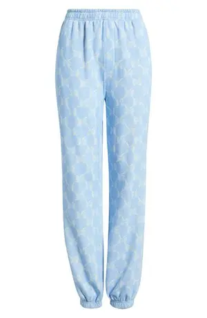 LoveShackFancy Lillia Ribbon Print Sweatpants - Chilled Blue
