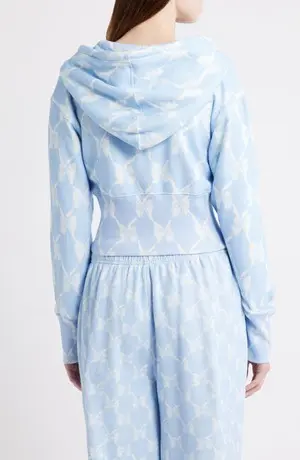 LoveShackFancy Arienne Ribbon Print Hoodie - Chilled Blue