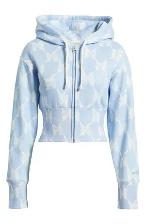 LoveShackFancy Arienne Ribbon Print Hoodie - Chilled Blue