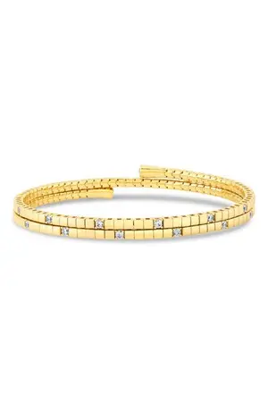CRISLU Pure Flex Three Row Zirconia Bracelet - 18kt Yellow Gold/clear Stone