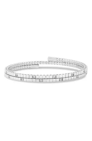 CRISLU Pure Flex Three Row Zirconia Bracelet - Pure Platinum/clear Stone
