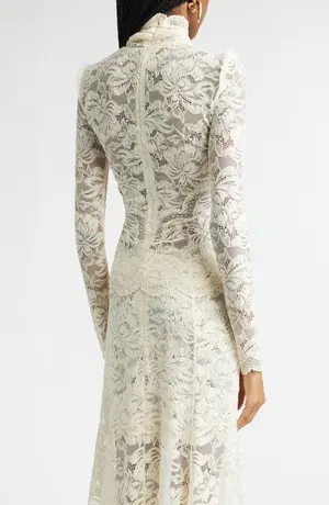 Rabanne Twist Front Scalloped Lace Top - Ivory
