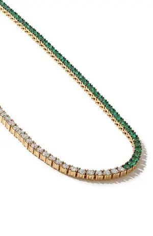 MARK HENRY Half & Half And Diamond Tennis Necklace - Emerald