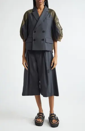 Sacai Belted Pleated Culottes - Gray