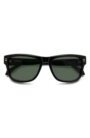 POLAROID 55mm Polarized Square Sunglasses - Black/green Pz