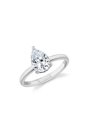 CRISLU Pear Cut Cubic Zirconia Solitaire Ring - Pure Platinum/clear Stone