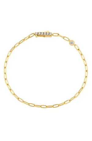 CRISLU Paperclip Chain Bracelet - 18kt Yellow Gold/clear Stone