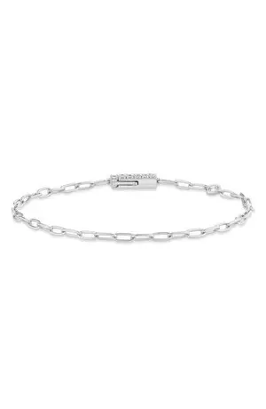 CRISLU Paperclip Chain Bracelet - Pure Platinum/clear Stone